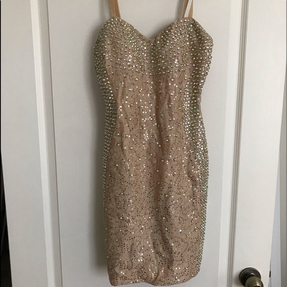 Dresses | Tan Color Sequin Dress | Poshmark